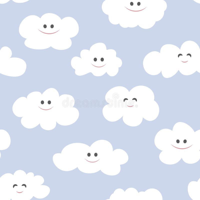 Seamless Pattern with Cute Clouds. Children`s Texture on Blue ...