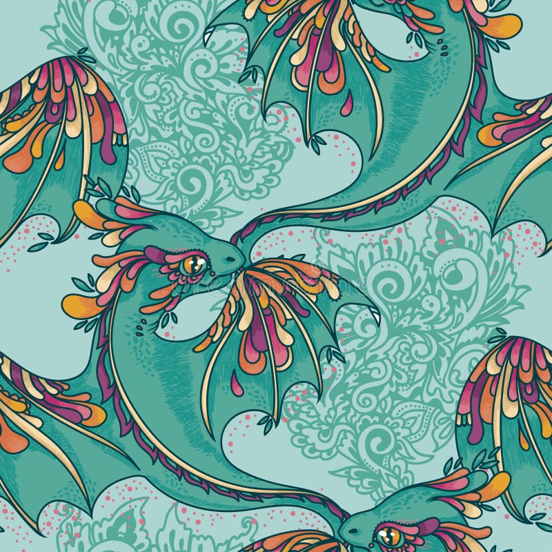 Seamless Pattern, Cartoon Colorful Dragons Stock Vector - Illustration ... Seamless Pattern, Cartoon Colorful Dragons Stock Vector - Illustration ...