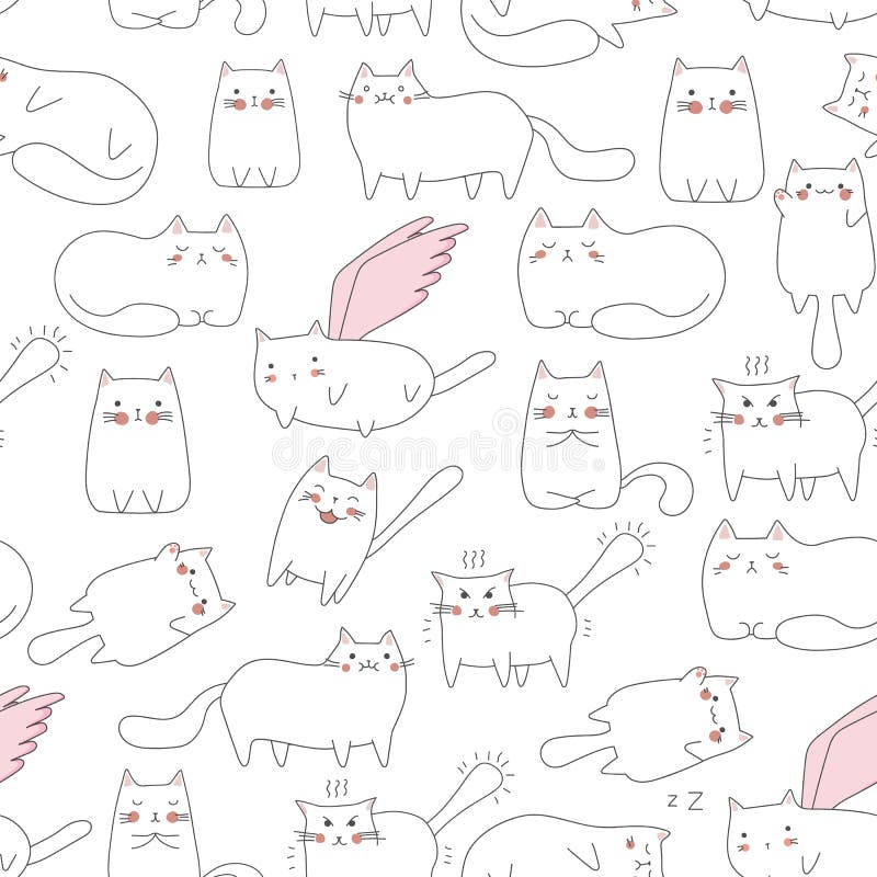 Seamless Pattern with Cute Colorful Kittens. Creative Childish Texture ...