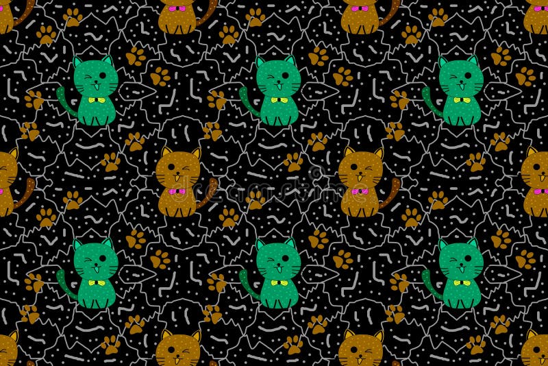 Seamless Pattern with Cute Colorful Kittens, Suitable for Fabric ...