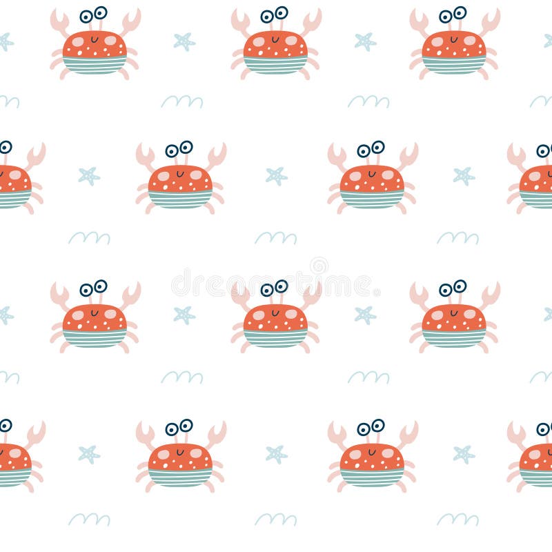Seamless Pattern with Cute Crab. Childish Print Stock Vector ...