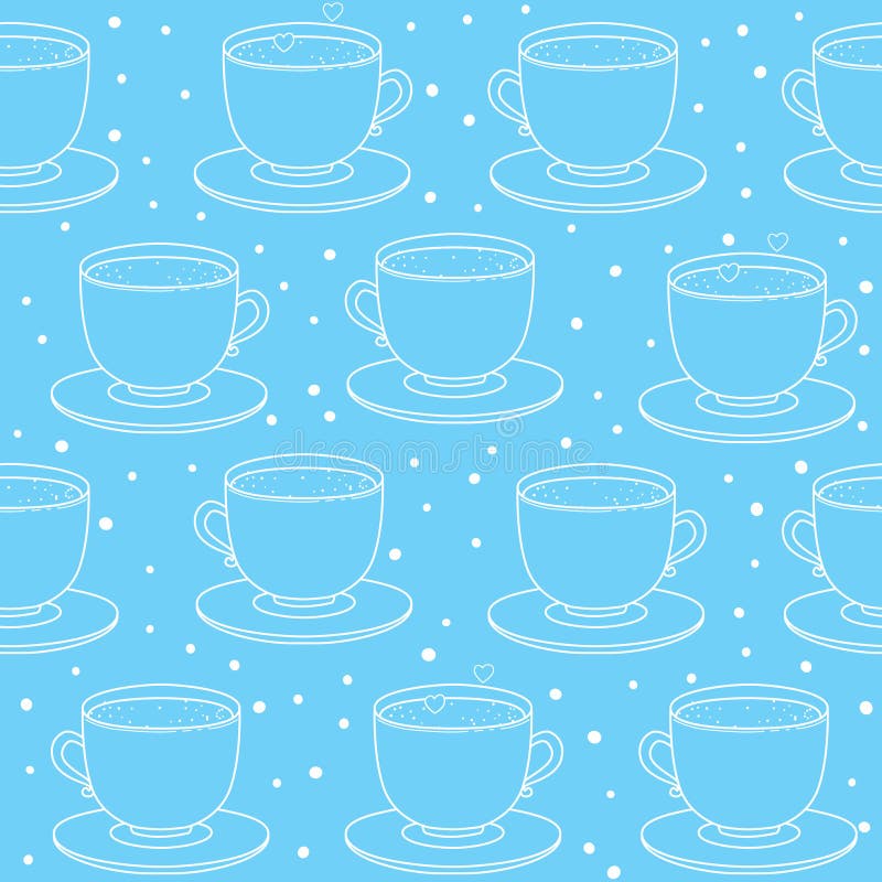 Seamless Pattern with Cute Cups Stock Vector - Illustration of ...