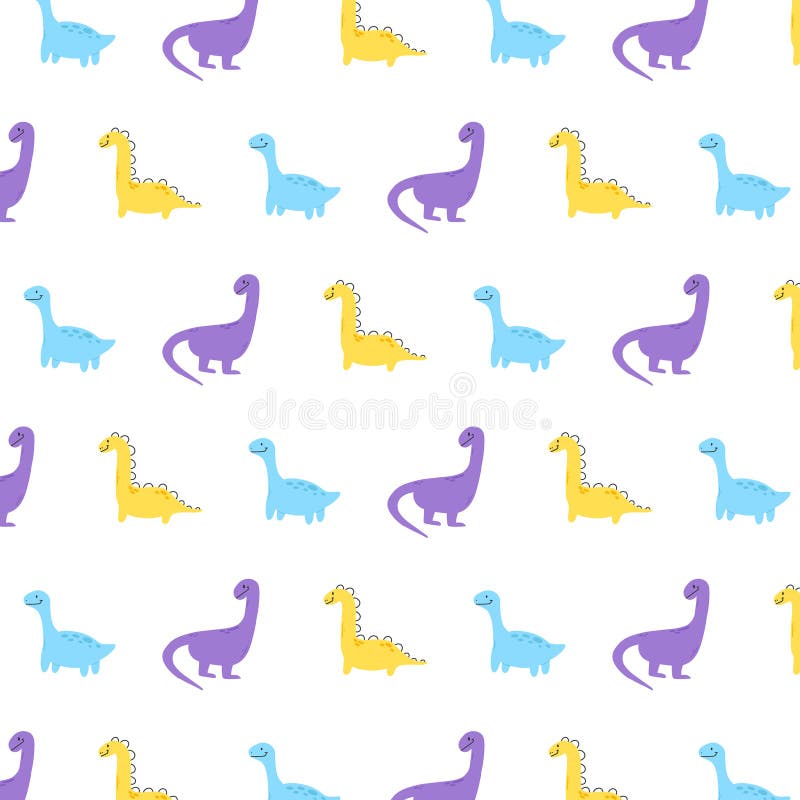Seamless Pattern with Cute Dinosaurs. Kids Pattern with Dino Stock ...