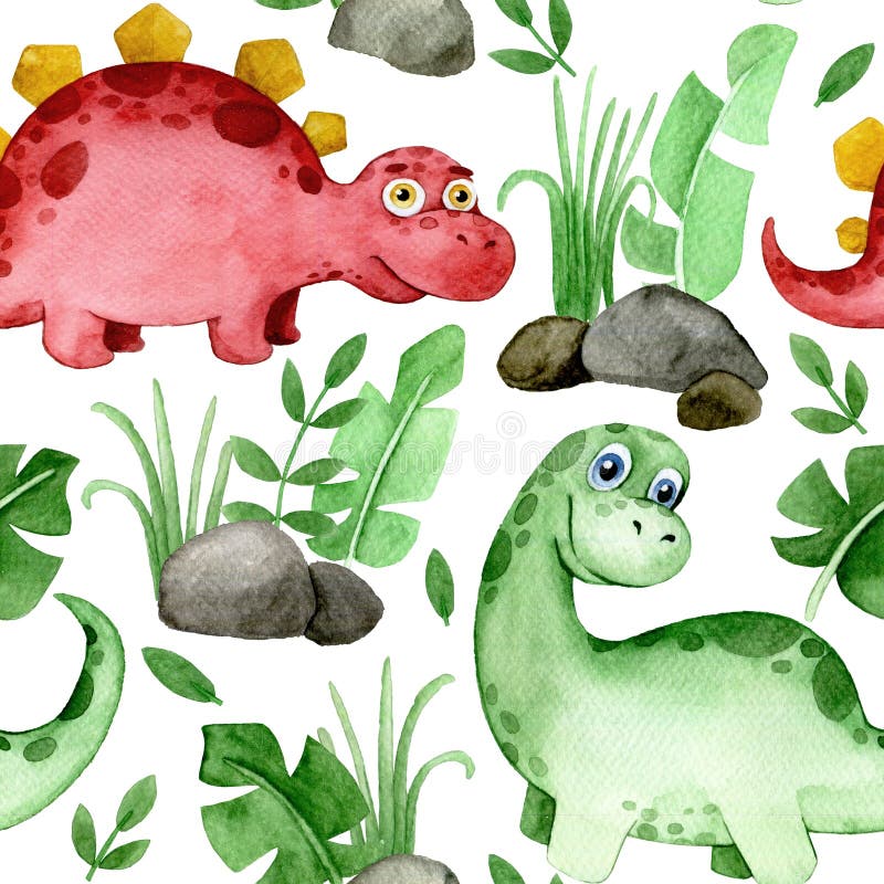 Seamless Pattern of Cute Dinosaurs. Print for Children Stock ...