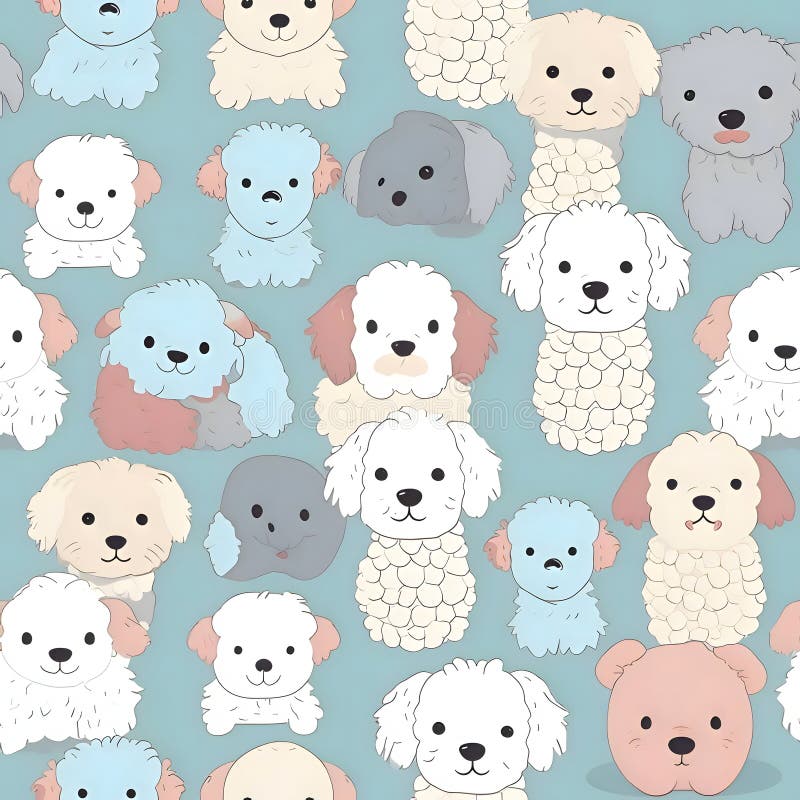 Seamless Pattern with Cute Dogs. Can Be Used for Wallpaper, Pattern ...