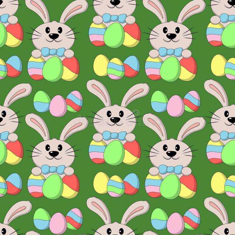 Seamless Pattern with Cute Easter Rabbit with Egg Stock Image - Image of digital, springtime ...