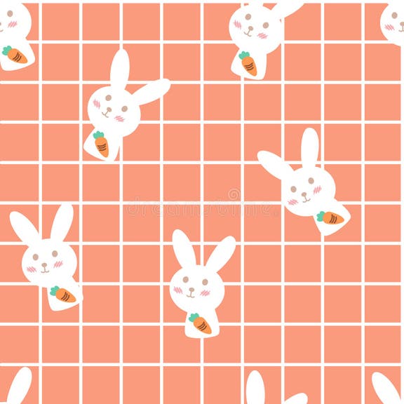 Seamless Pattern Checkered Carrots and Easter Bunnies. Stock Vector ...