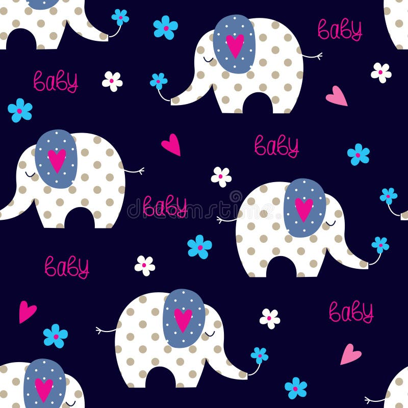 Seamless Pattern with Cute Elephants Stock Vector - Illustration of ...