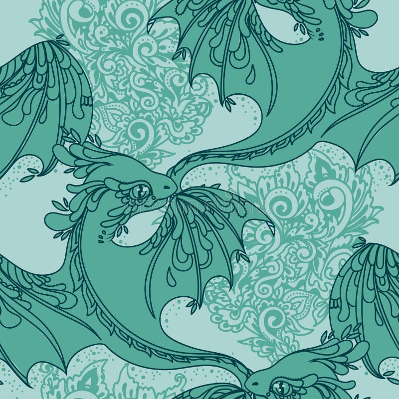 Seamless Pattern with Cute Fantasy Dragons Stock Vector - Illustration ... Seamless Pattern with Cute Fantasy Dragons Stock Vector - Illustration ...
