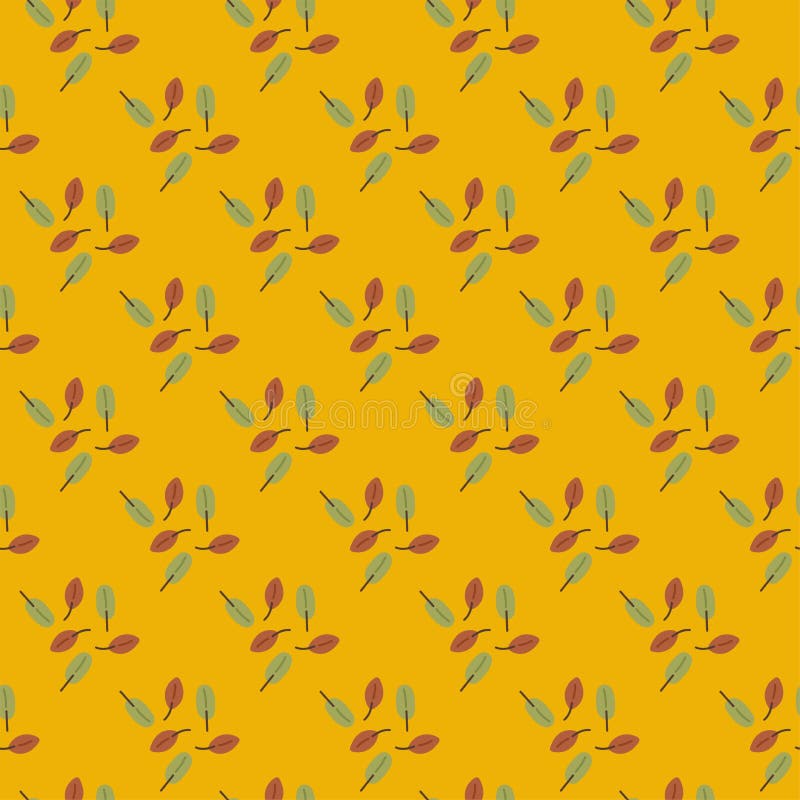 Seamless Pattern of Cute Leaves. Yellow Cartoon Boho Background. for ...