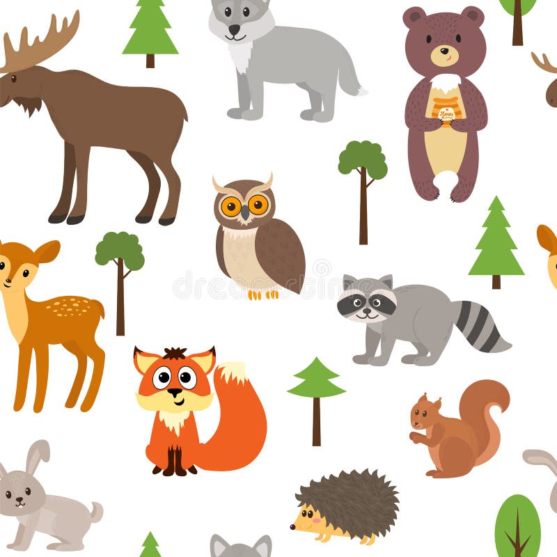 Set of Cute Forest Animals in Vector. Woodland Stock Vector ...