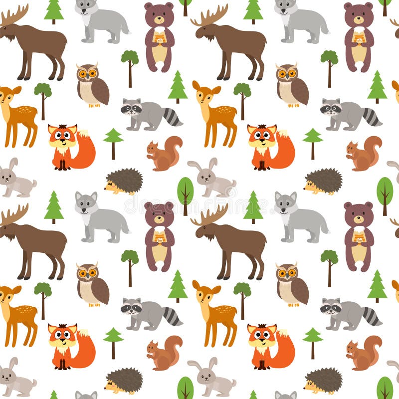 Set of Cute Forest Animals in Vector. Woodland Stock Vector ...