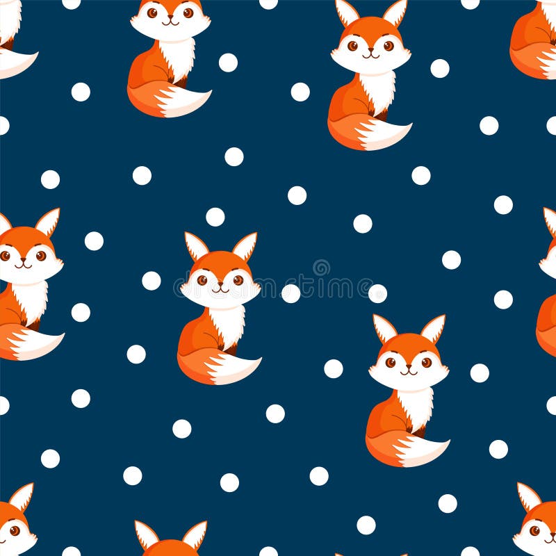 Seamless Pattern with Cute Fox and Decorative Polka Dots. Texture with ...