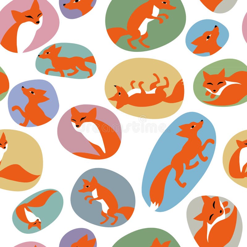 Seamless Pattern Cute Foxes Stock Vector - Illustration of cute, repeat ...