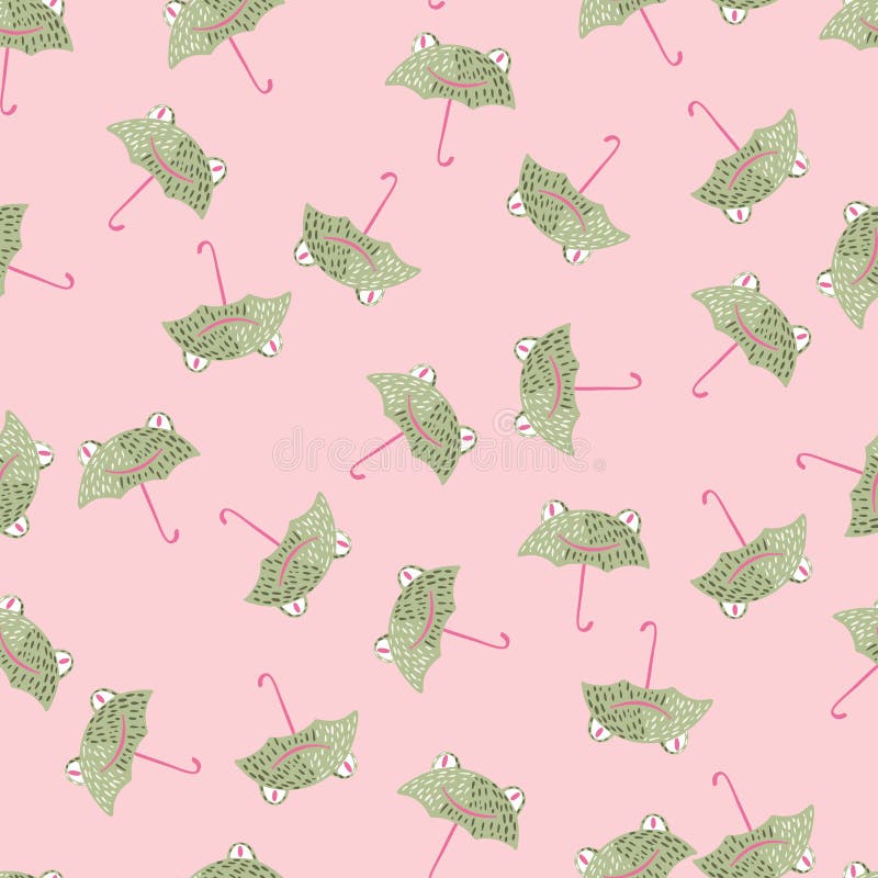 Seamless Pattern Cute Frog Umbrella. Background of Funny Accessory ...