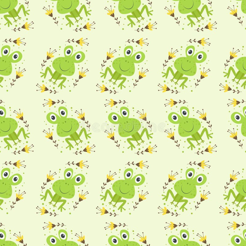 Seamless Pattern with Cute Frog in Cartoon Style Suitable for Children ...