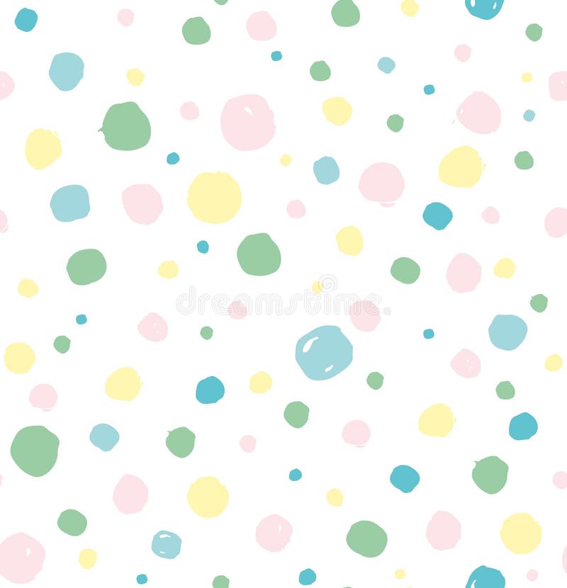 Seamless Pattern of Cute Hand Drawn Polka Dots. Stock Illustration ...