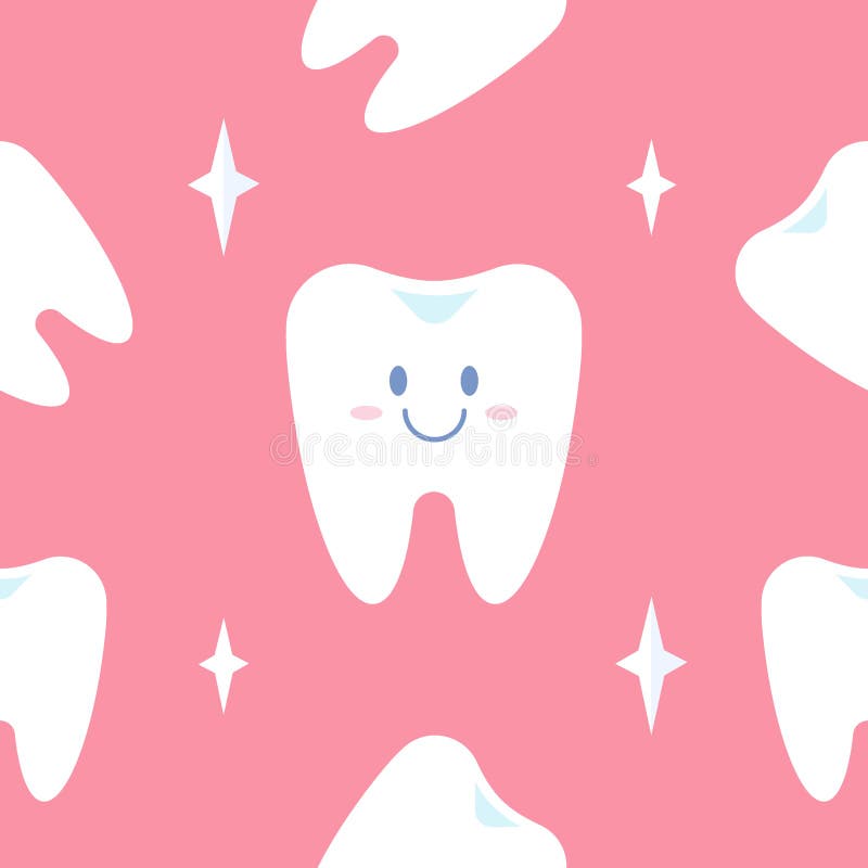 Seamless Pattern Cute Healthy Teeth, Vector Illustration Stock Vector ...