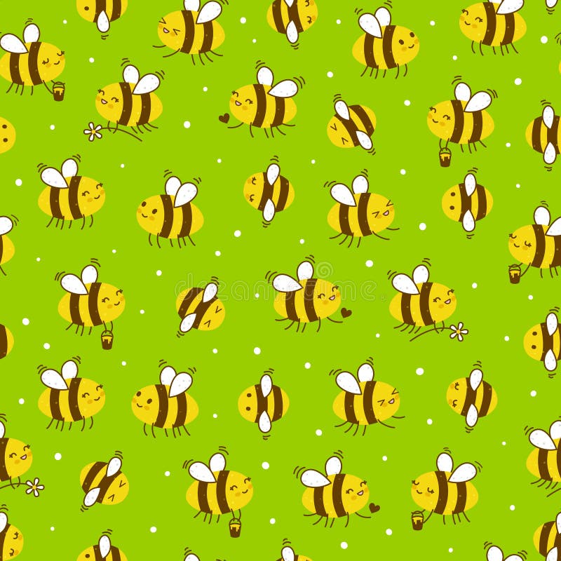 Seamless Pattern with Honey Bees Stock Vector - Illustration of green ... Seamless Pattern with Honey Bees Stock Vector - Illustration of green ...
