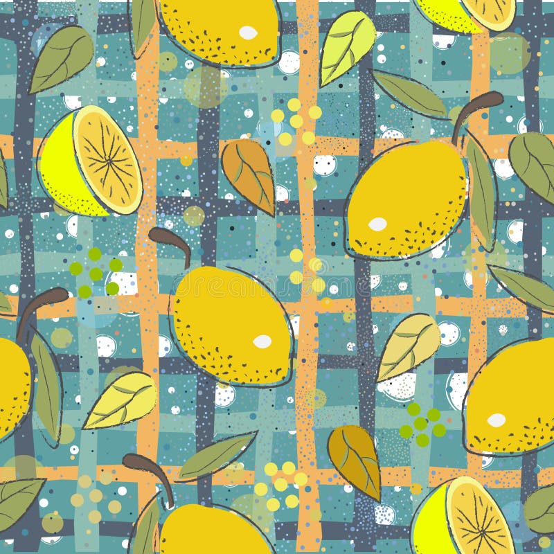 Seamless Pattern with Cute Lemons Stock Illustration - Illustration of ...