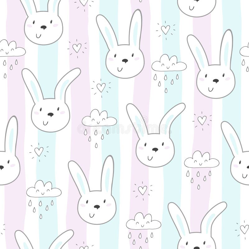 Seamless Pattern with Cute Little Bunny. Vector Illustration Stock ...