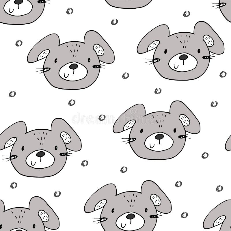 Seamless Pattern with Cute Little Dog. Vector Illustration Stock Vector ...