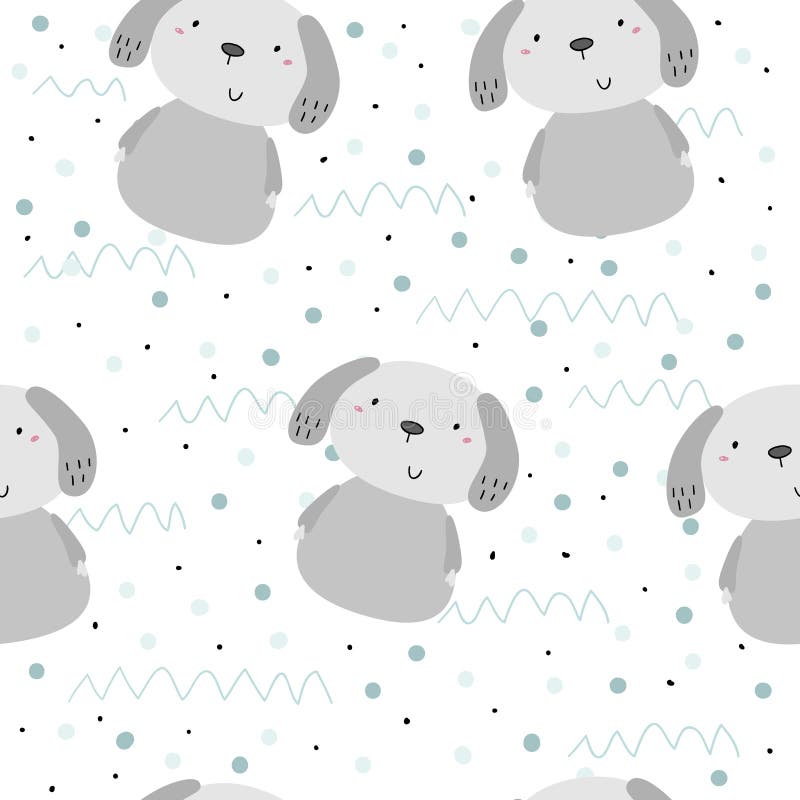 Seamless Pattern with Cute Little Dog. Vector Illustration Stock Vector ...