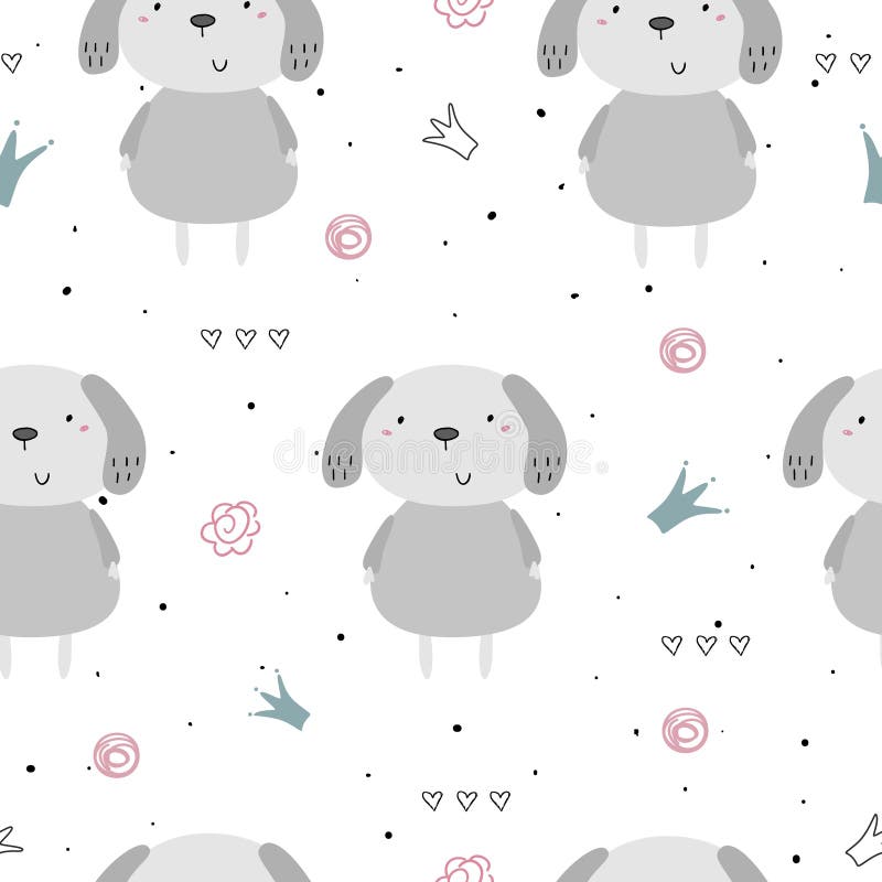 Seamless Pattern with Cute Little Dog. Vector Illustration Stock Vector ...