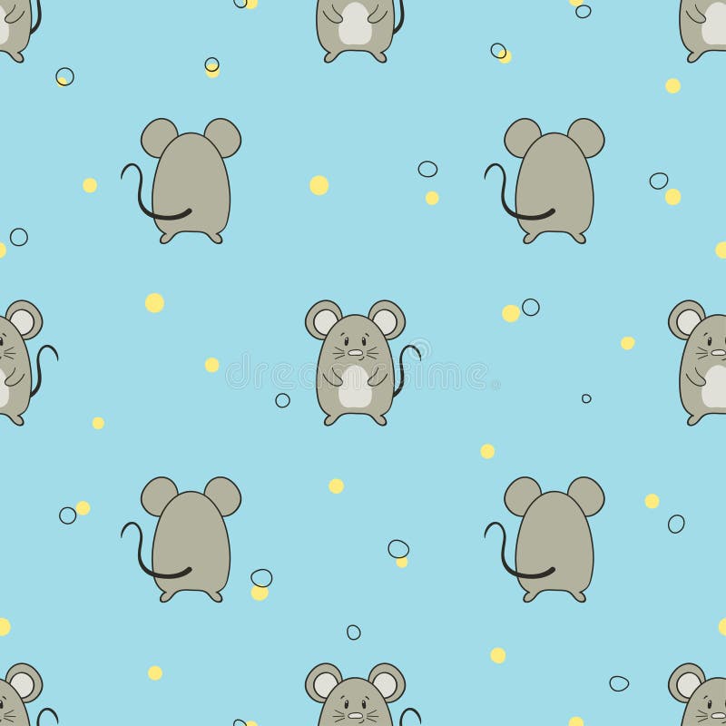 Seamless Pattern with Cute Little Mice. Vector Mouse Background Stock ...