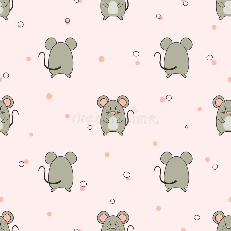 Seamless Pattern With Cute Little Mice. Vector Mouse Illustration Stock ...