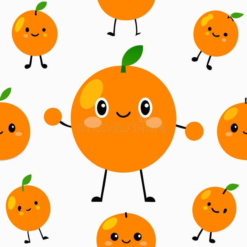 Seamless Pattern Cute Orange Fruit Boxing Character Vector Stock Vector ...