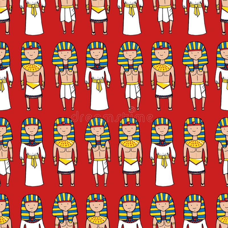 Seamless Pattern with Cute Pharaohs Stock Illustration - Illustration ...