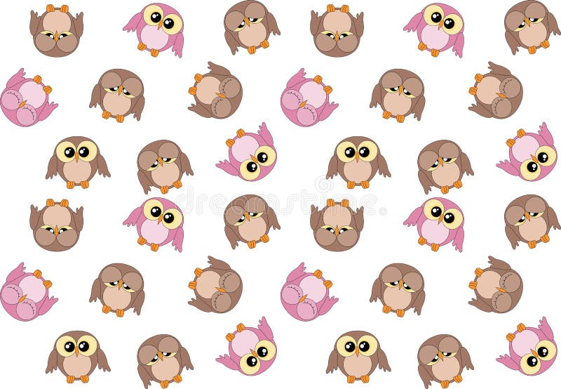 Seamless Pattern with Cute Pink and Brown Owls Stock Vector ...