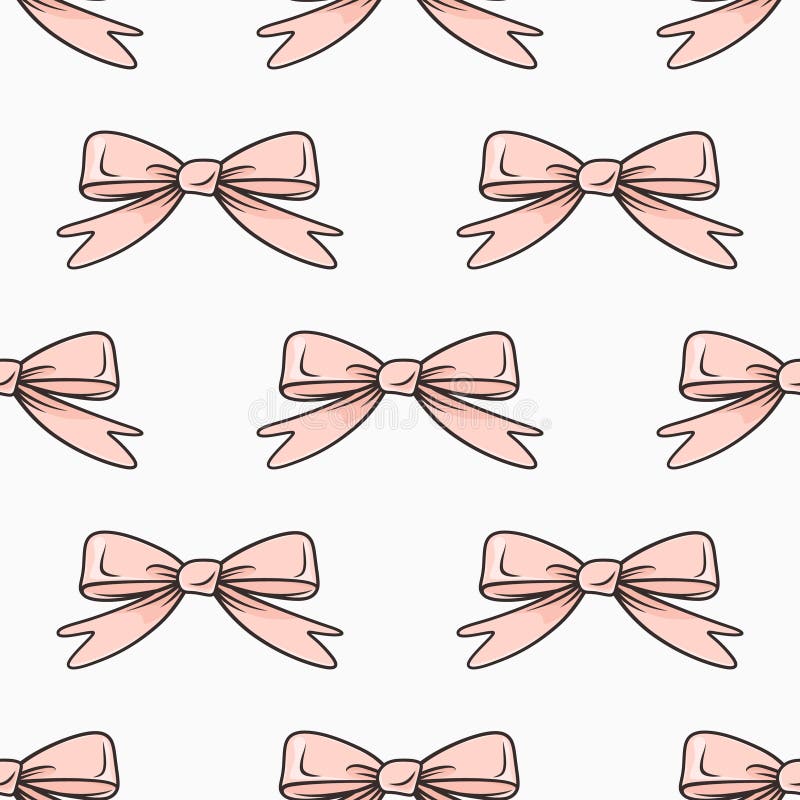 Seamless Pattern with Cute Pink Flat Vector Cartoon Bows, Gift Bow on ...