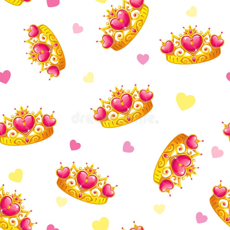 Seamless Pattern with Cute Princess Crowns Stock Vector - Illustration ...