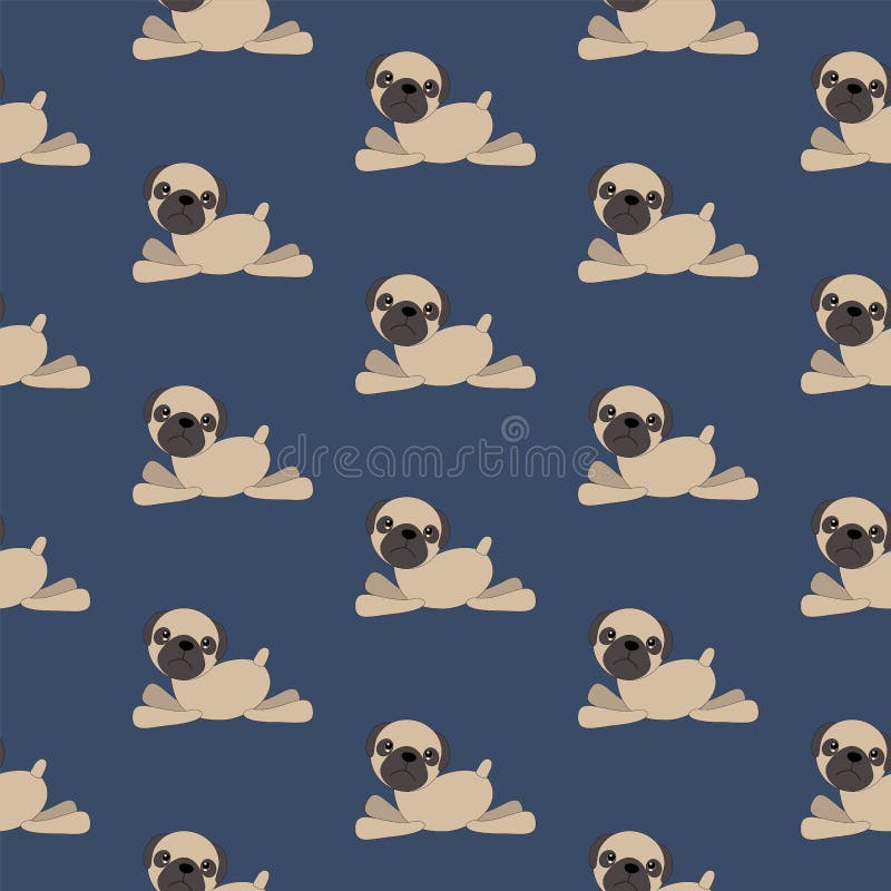 Seamless Pattern Cute Pug Dog Stock Vector - Illustration of pattern ...
