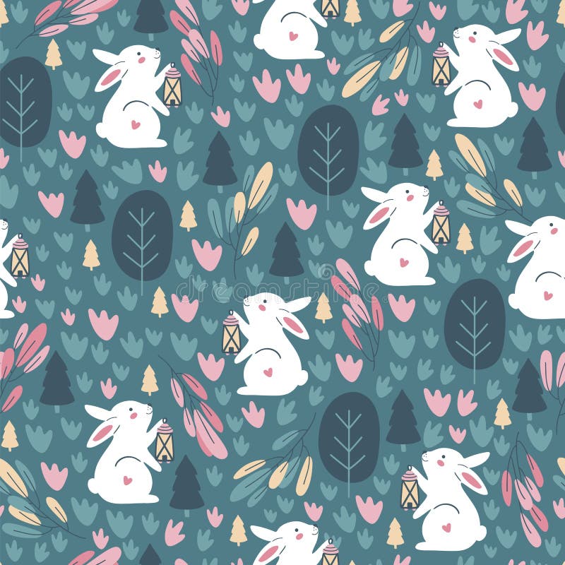 Seamless Pattern with Cute Rabbit. Childish Print Stock Vector ...