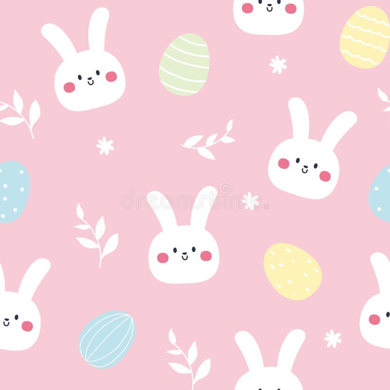 Seamless Pattern of Cute Rabbit with Egg on Pink Backgorund.Easter Concept Stock Vector ...