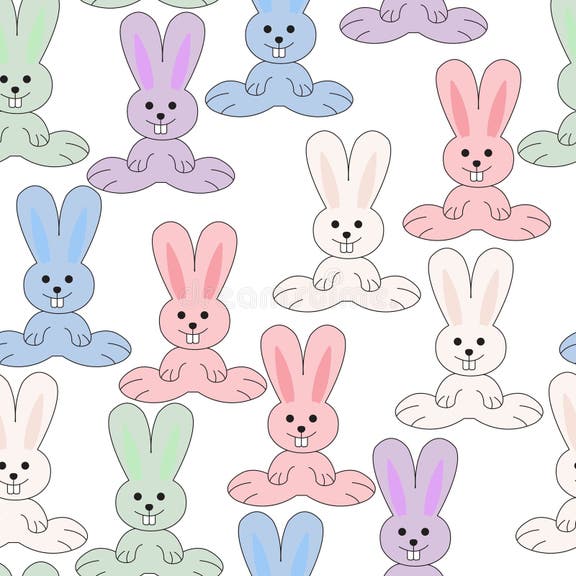 Seamless Pattern with Cute Rabbits Stock Vector - Illustration of paper, easter: 391807324