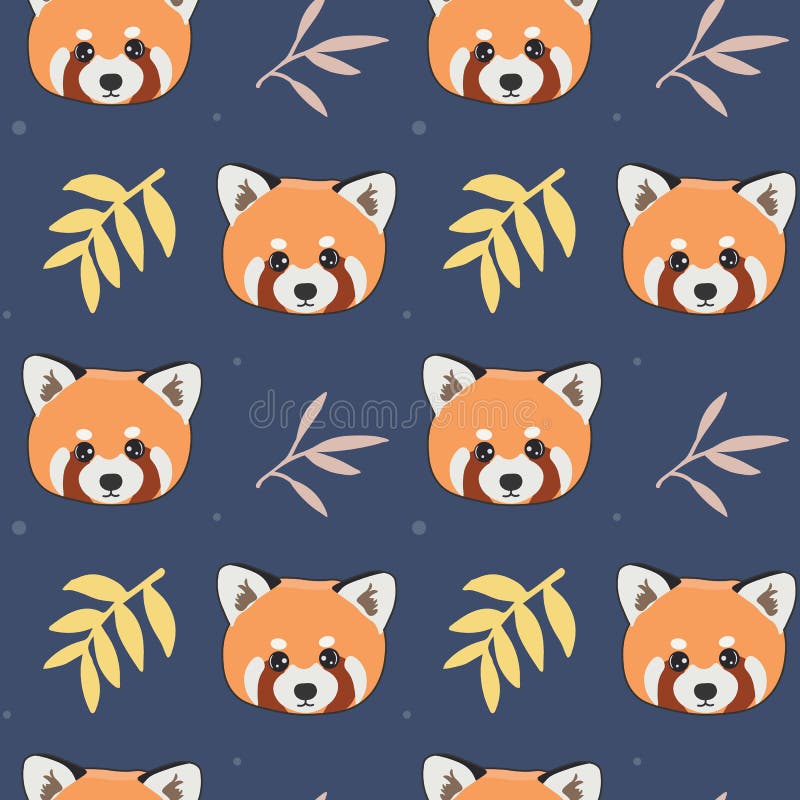 Seamless Pattern of Cute Red Panda and Bamboo. Cartoon Design Animal ...