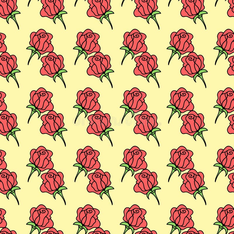 Seamless Pattern with Cute Roses in Pastel Colours. Stock Vector ...