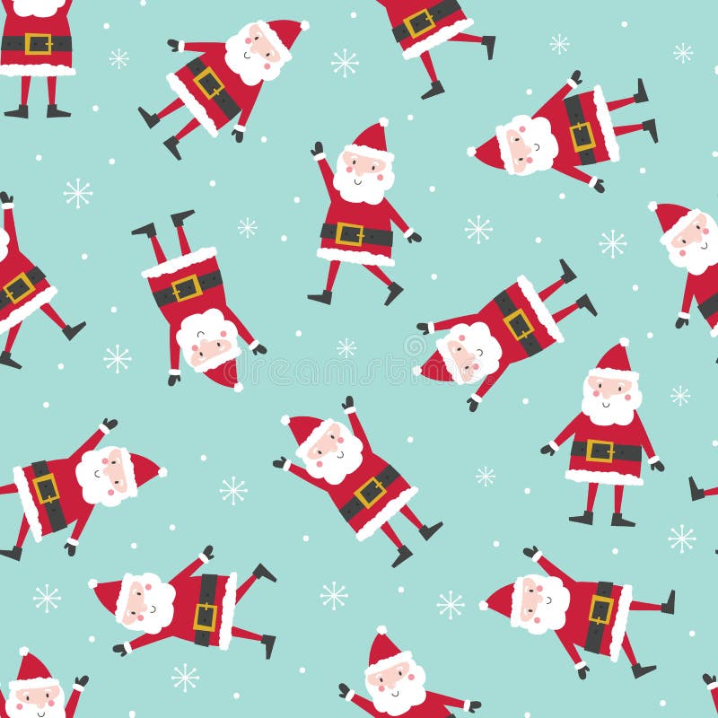 Seamless Pattern With Cute Santa Clause Stock Vector - Illustration of ...