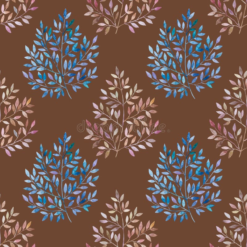Seamless Pattern with Cute Simple Detailed Branches with Leaves. Stock ...