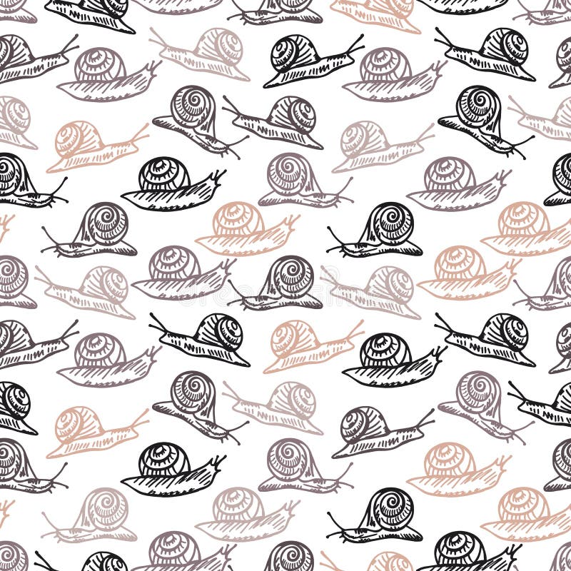 Seamless Pattern with Cute Snails. Vector Nursery Background Stock ...