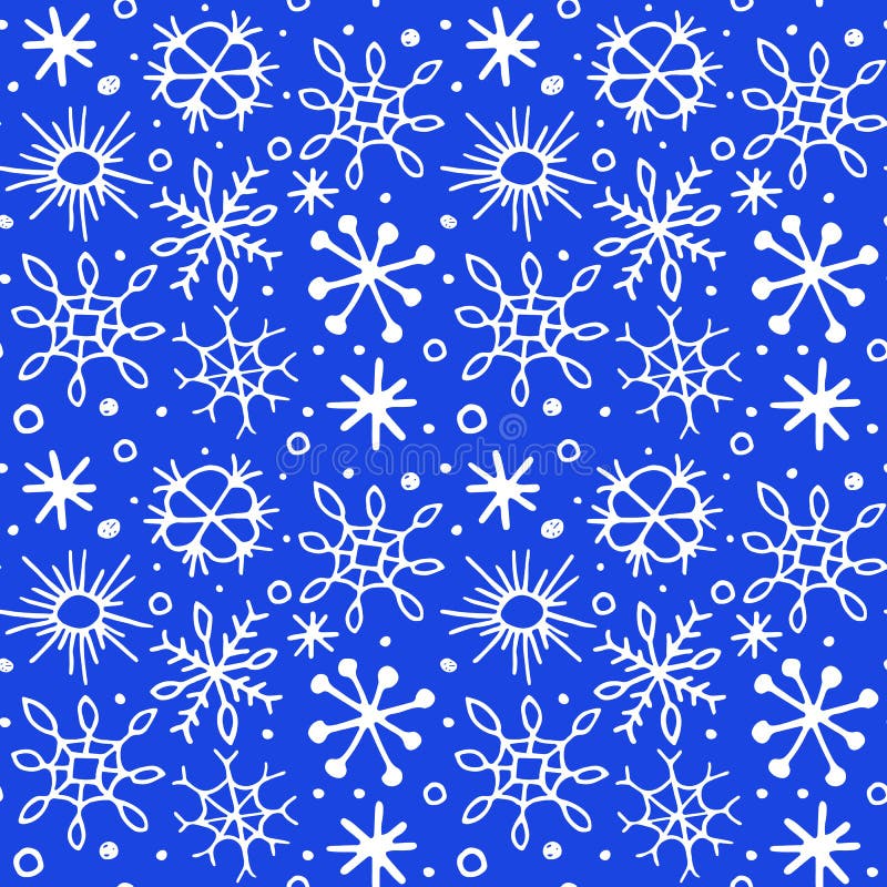 Seamless Pattern with Cute Snowflakes Stock Illustration - Illustration ...