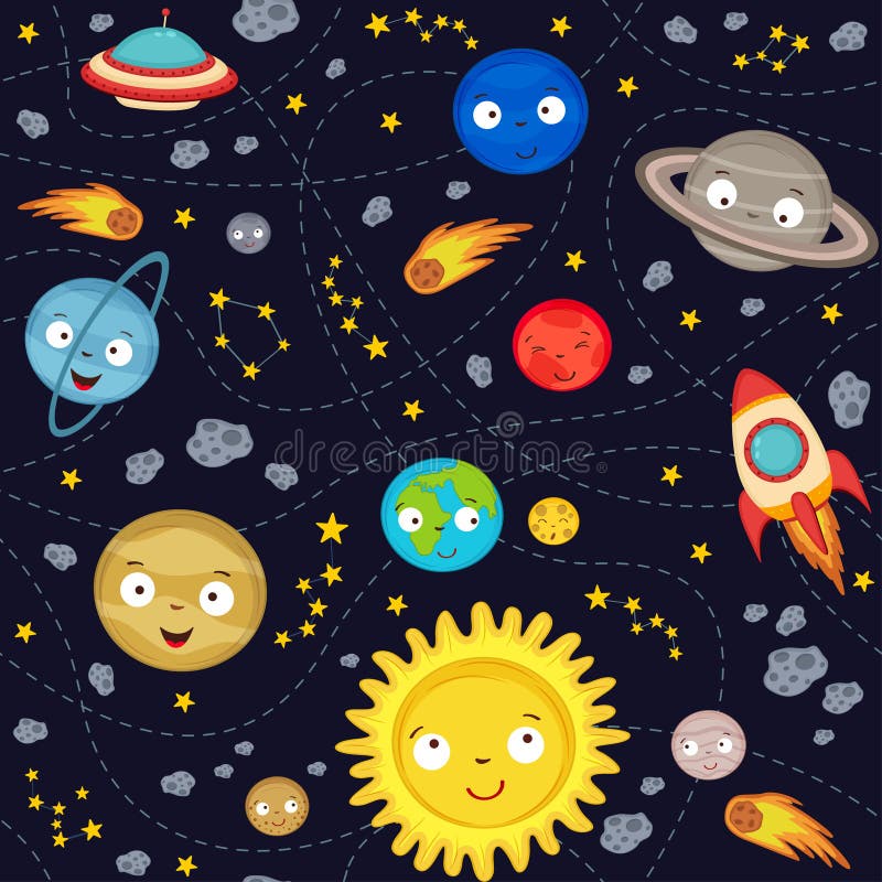 Cute solar system stock vector. Illustration of astronomy - 83440156