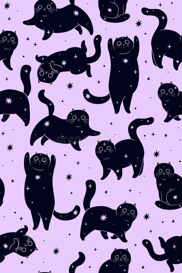 Seamless Pattern with Cute Star Cats. Vector Graphics Stock Vector ...