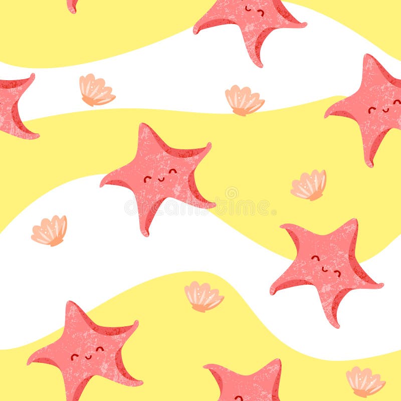 Cute Starfish Yawns. Good Morning Card. Flat Style Stock Vector ...