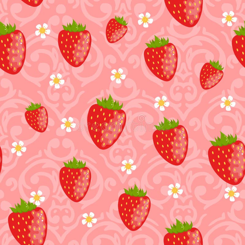 Seamless Strawberries Pattern Stock Illustration - Illustration of ...