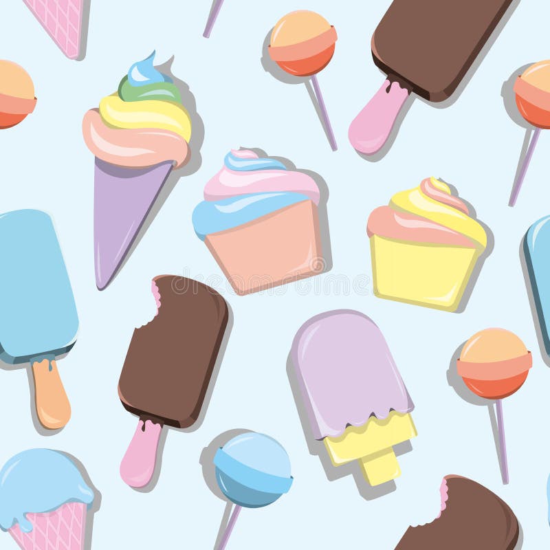 Seamless Pattern with Cute Sweets. Stock Illustration - Illustration of ...